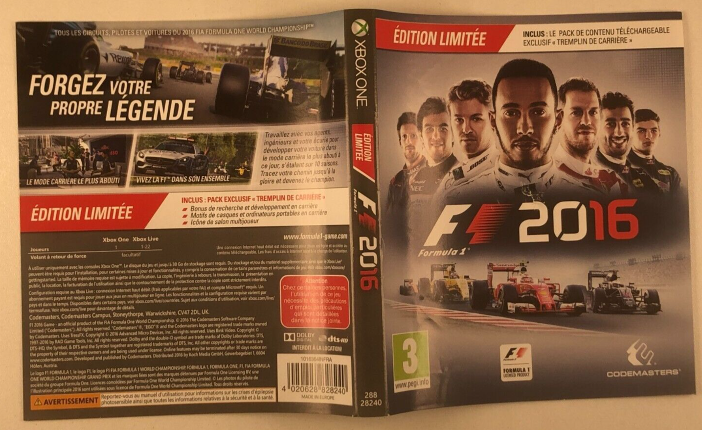 Jaquette F1 Formula 1 2016 Xbox One | eBay