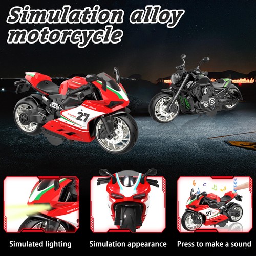 4-Pack Pull-Back Motorcycle Toys - Friction Powered Kids Toy Cars with ...