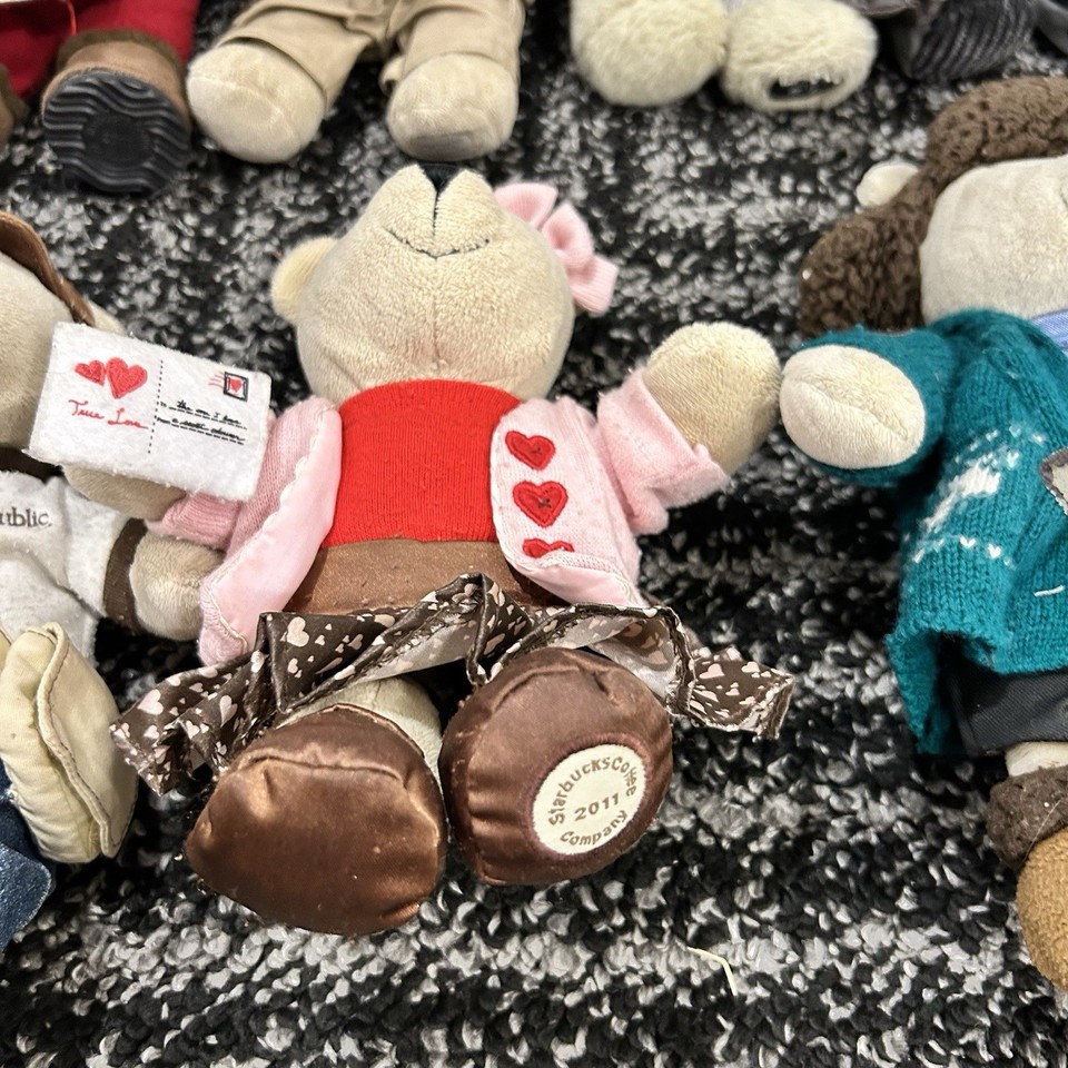 Lot of 9 Vintage Starbucks Bearista Bear Plush Dolls Collection 2004 ...