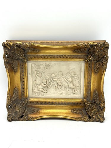 VTG Cast Marble Bas Relief “Bacchanalian Infants Playing with a Goat ...