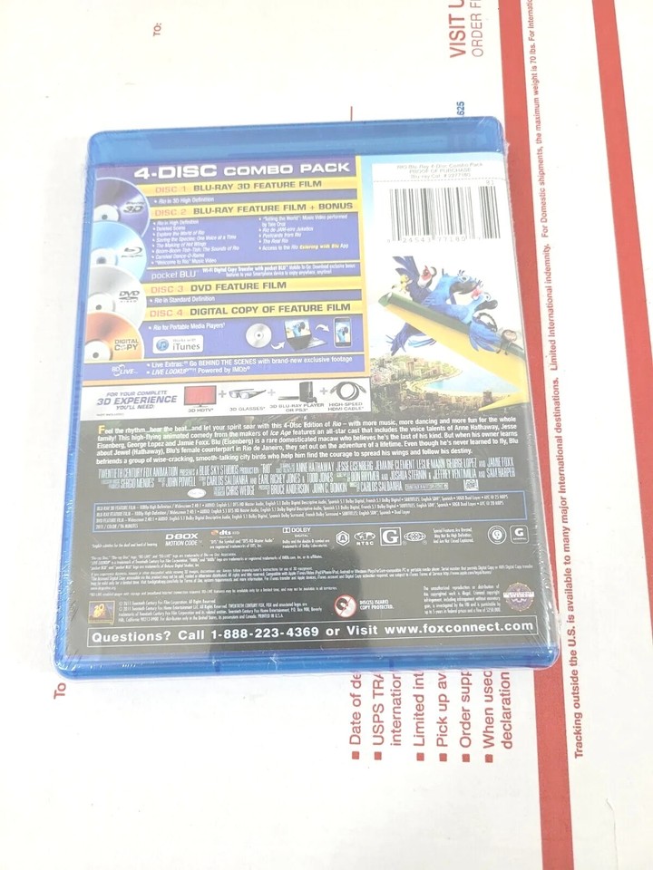Rio 3D Blu-Ray Disc 4 Disc combo pack Limited New sealed Ready To Ship ...