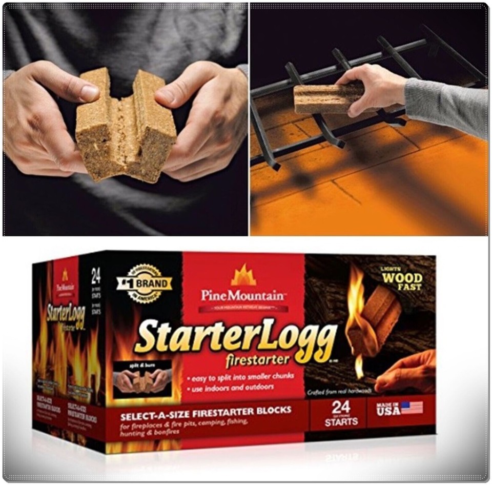 24Pc Starter Log Firestarter Fireplace Firelighter Fire Logs Wood Stove ...