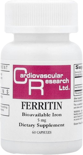 Cardiovascular Research Ferritin Bioavailable Iron 5 mg 60 Capsules ...