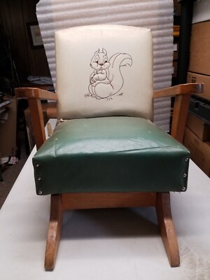 Vintage Faux Leather Chrildren's Rocking Chair Squirrel Design | eBay