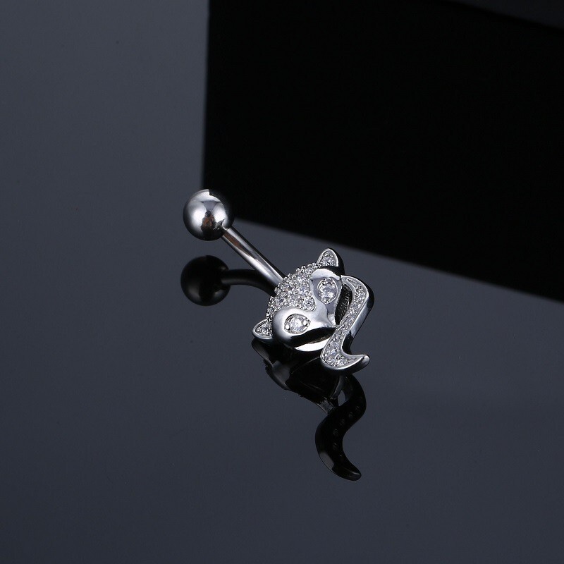 Fox Tail Shinny Belly Button Bar Barbell Body Piercing Navel Ring Bars ...