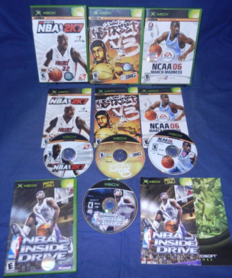 Xbox; NCAA 06 March Madness, NBA Street V3, NBA 2002 Inside Drive,NBA ...