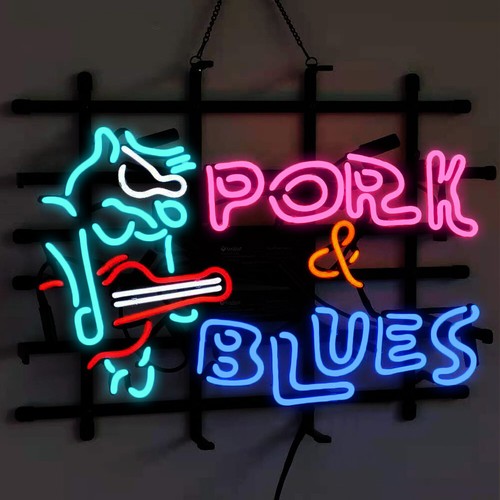 Pork And Blues Music Neon Sign 20"x16" Lamp Bar Pub Wall Deocr Artwork ...