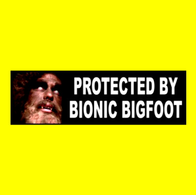 "PROTECTED BY BIONIC BIGFOOT" Six Million Dollar Man STICKER toy decal ...