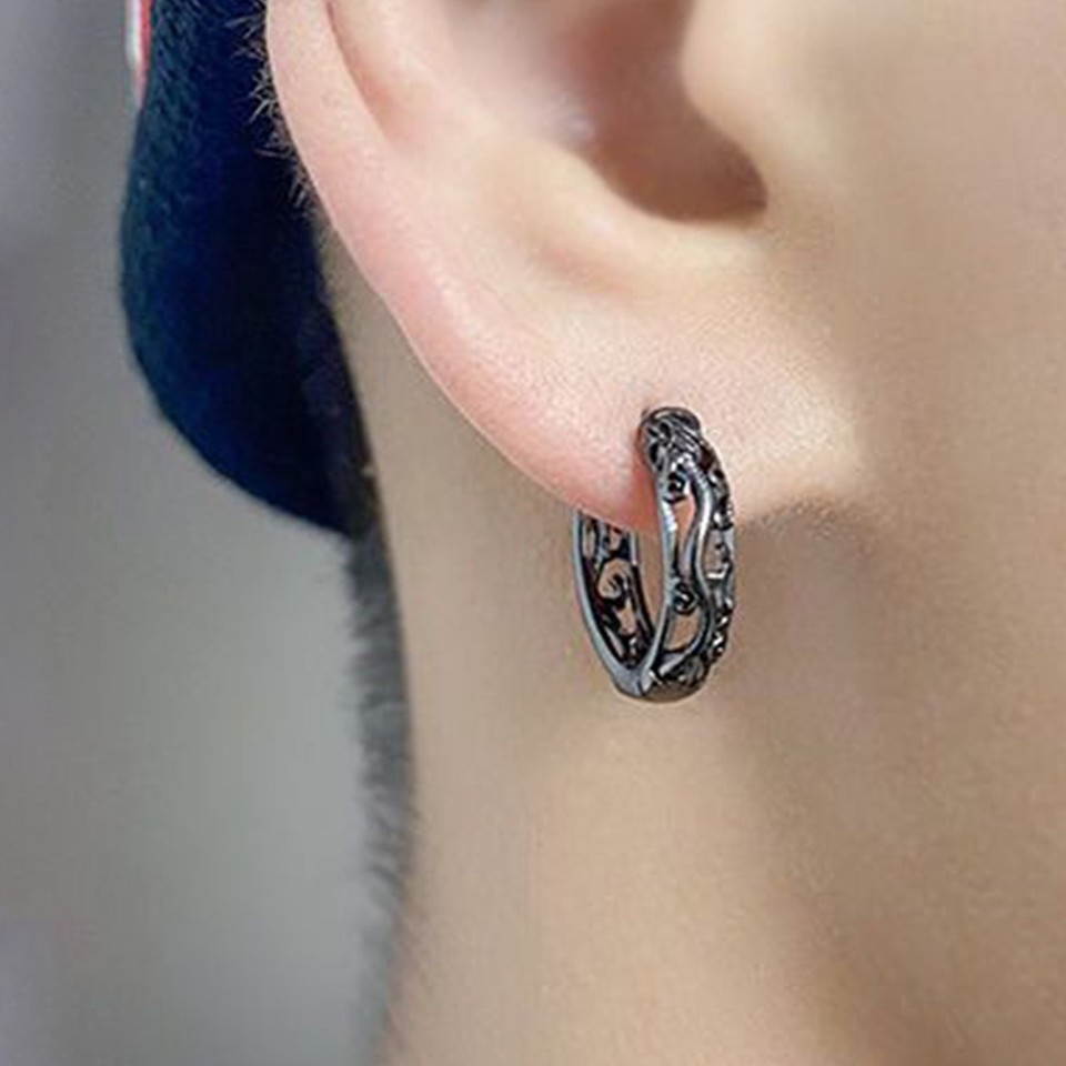 Men Dragon Earrings Small Round Earrings Cool Ear Jewelry Black | eBay ...