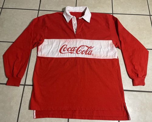 Vintage Coca-Cola Rugby Shirt Red Size Large Outerwear | eBay