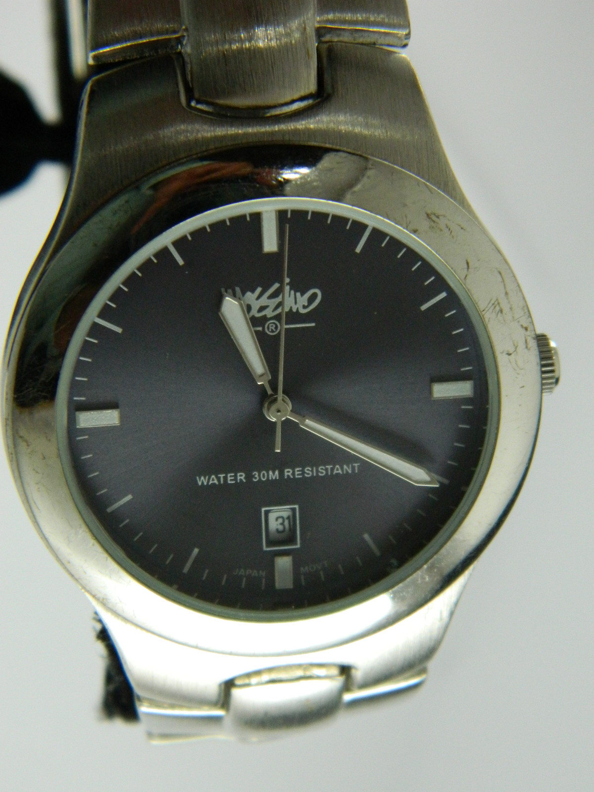 MEN'S MOSSIMO WATCH GREY DIAL/ DATE/SILVER TONE CASE AND BRACELET | eBay