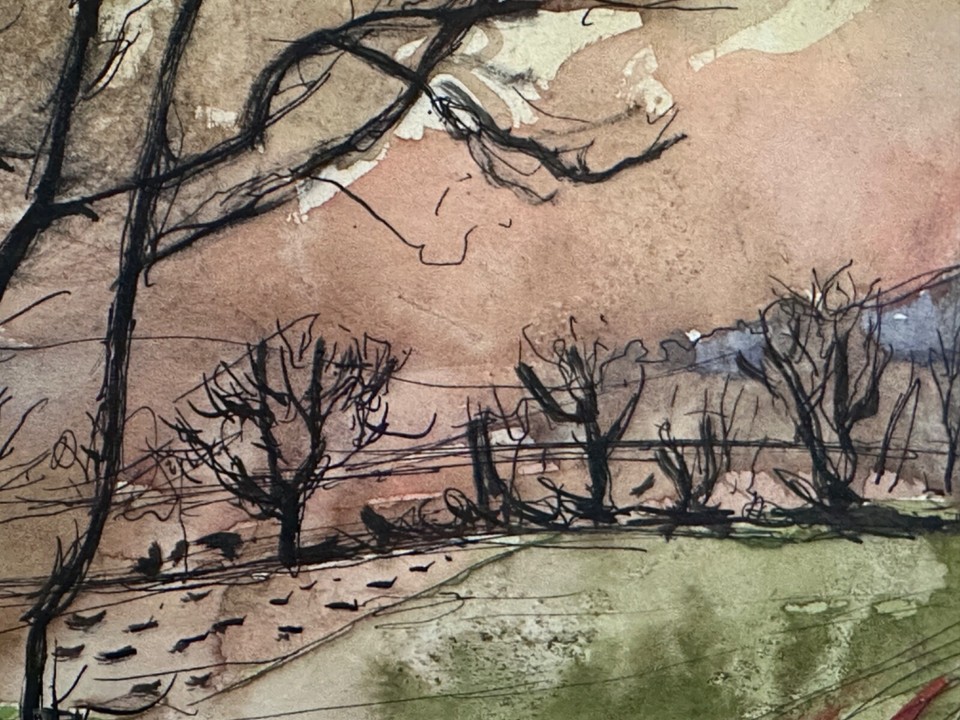 Antique Drawing Landscape Winter Raised And Goat Herds Jean Terles Art ...