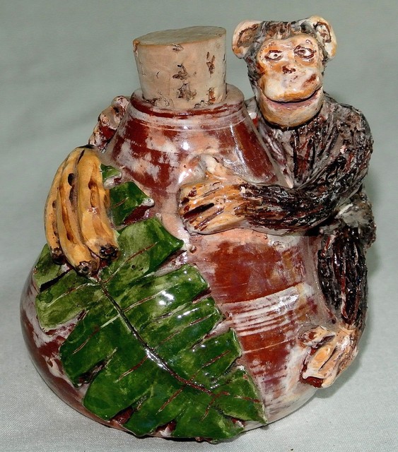 Hand Made Majolica Art Pottery Monkey Flask/Bottle-OOAK Artisan | eBay