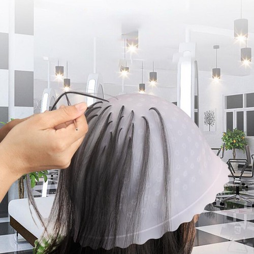 Silicone Hair Highlight Cap With Hook Needle Reusable DIY Coloring Hat ...