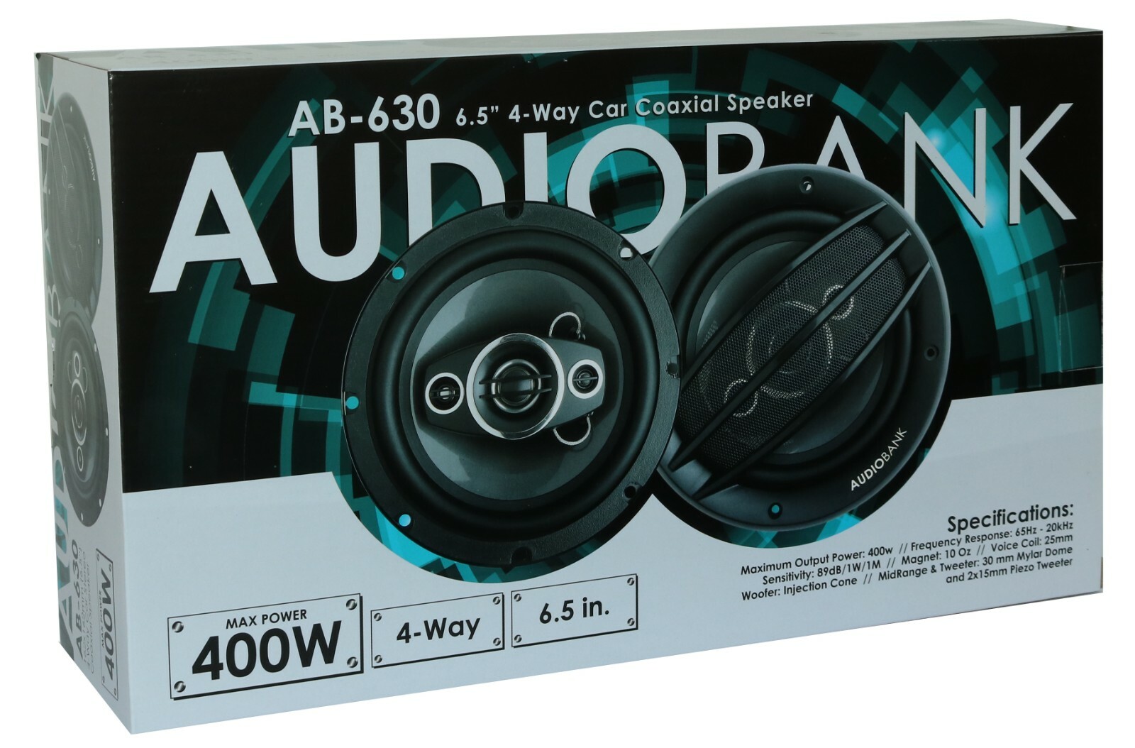 2x Audiobank Competition 400 Watts 6.5" 4-Way Car Audio Stereo Coaxial ...