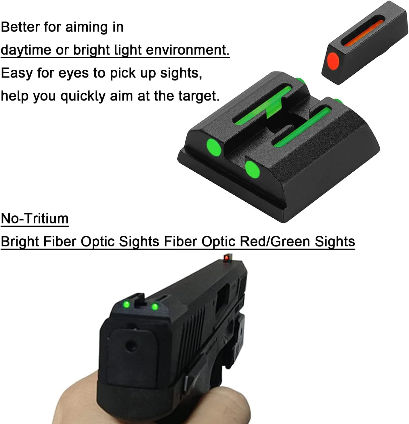 No-Tritium Fiber Optic Sights for Taurus G2C PT111 G3 TX22 G2 709 G2S ...