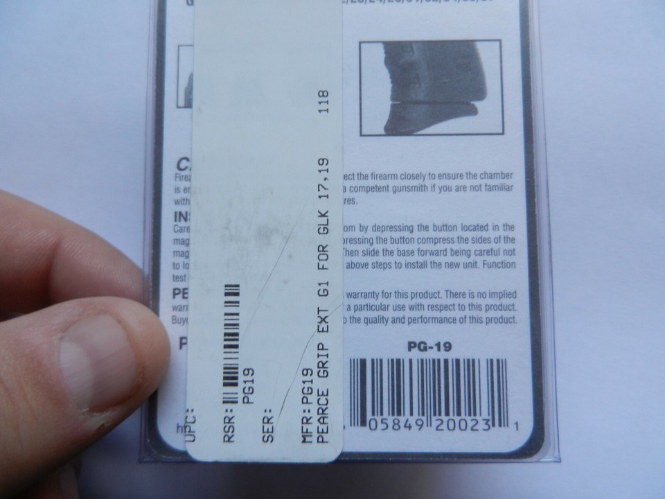 PEARCE GRIP GLOCK G19, G17 Grip Pinky Extension; 2 Pack; PG-19 ...