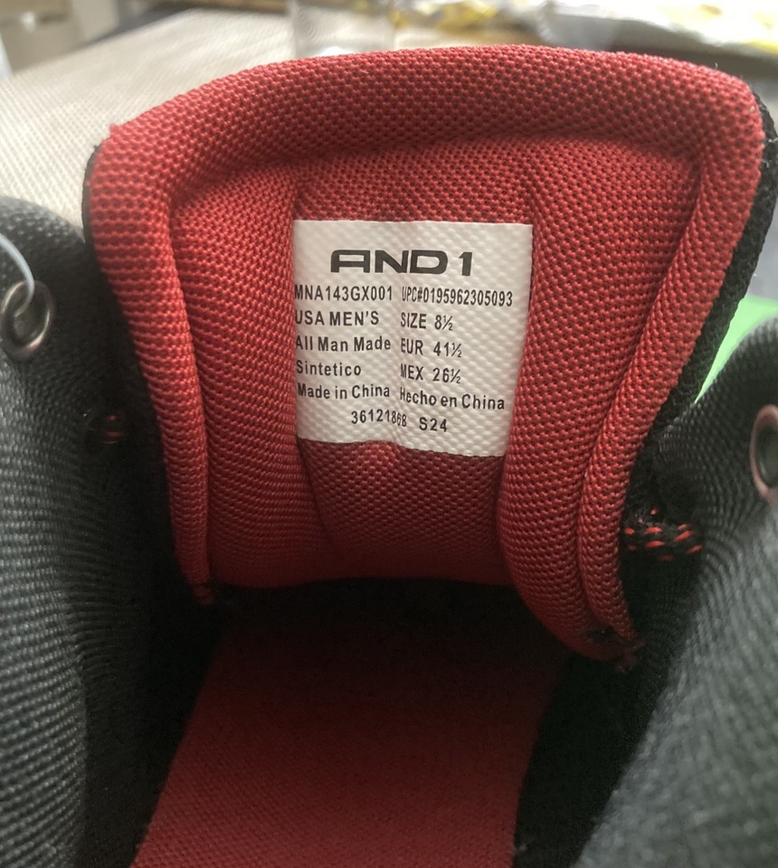 AND1 Men's Sz 8 1/2 Black Mid Top Athletic Basketball Sneakers Shoes ...