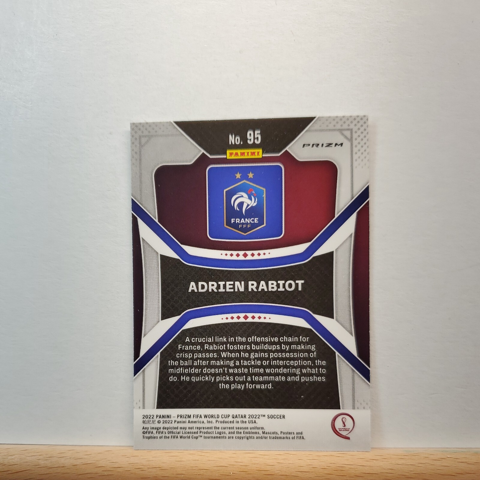 2022 Prizm Soccer FIFA Cup QATAR Adrien Rabiot base SILVER Prizm card ...