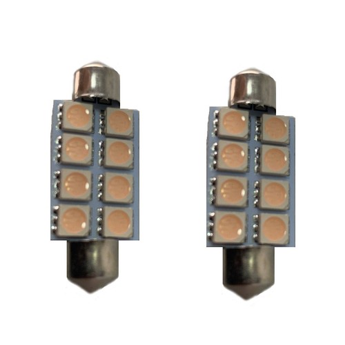 2Pcs 12V 41MM 7020 SMD 8 LED Festoon Bright Pink Car Ute 4WD Light ...