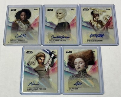 5 Topps Star Wars WOMEN CARD LOT AUTHENTIC AUTOGRAPH Lily Cole, Margo ...
