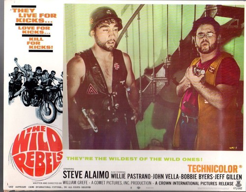 STEVE ALAIMO WILLIE PASTRANO THE WILD REBELS 1967 ORIG 11X14 LOBBY CARD ...