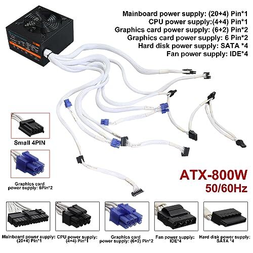 800W Power Supply ATX PC PSU Active PFC Full Voltage 110/220V 800W Gold ...