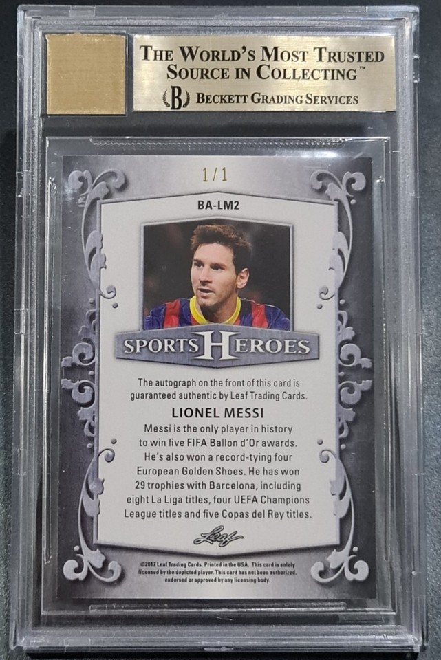 2017 Leaf Metal Lionel Messi Prismatic Superfractor Auto 1/1 Argentina ...
