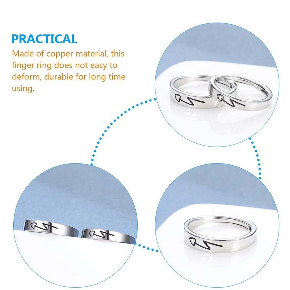 2 Pcs Ring Decor for Couples Lover Rings Wedding Women Adjustable ...