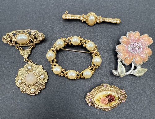 Lot Of 1928 Brooch Pins Flowers Pearls Bars Dangles J64 | eBay