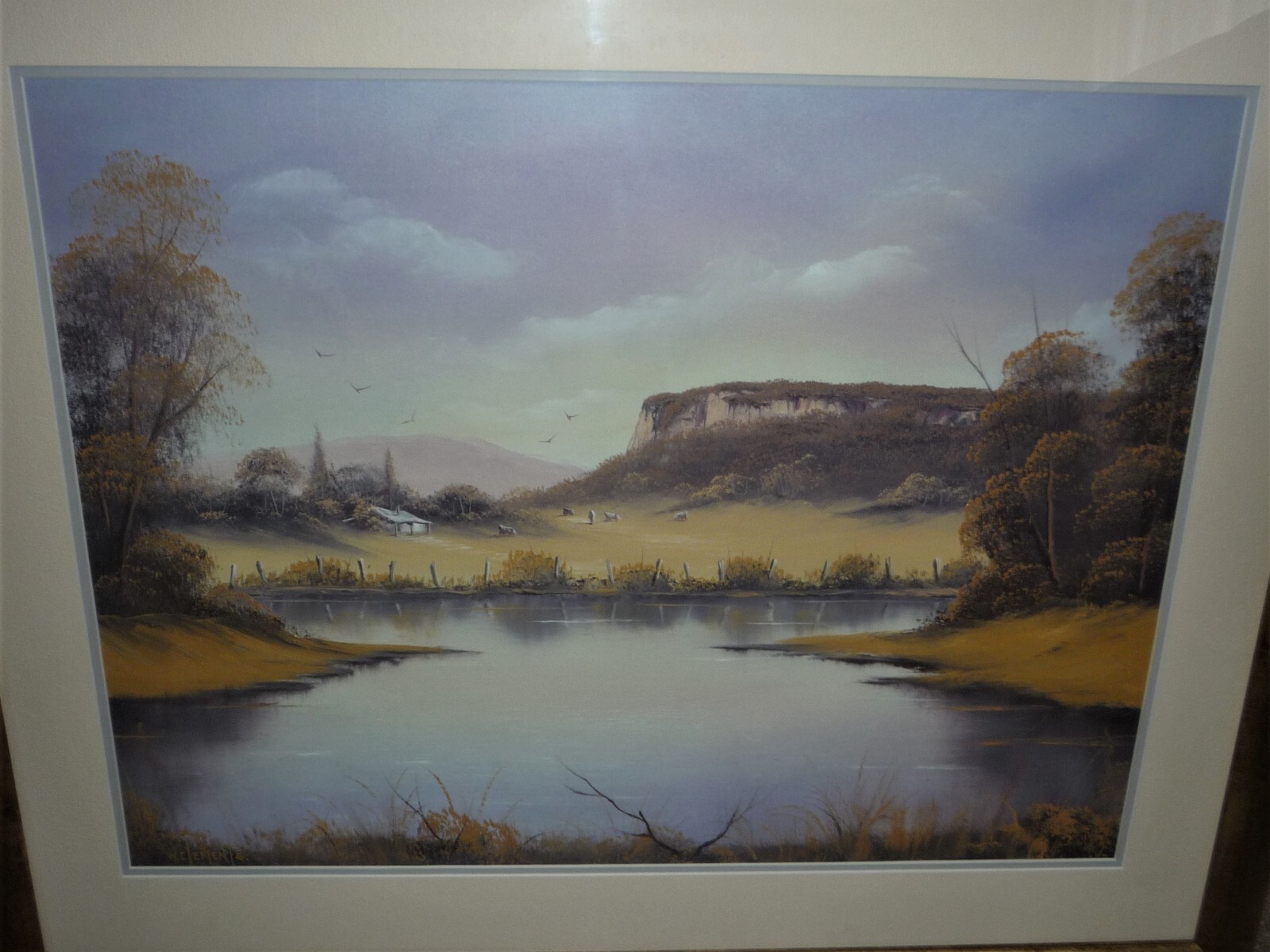 VINTAGE LARGE OIL PAINTING ON CANVAS OF OUTBACK FARM SCENE BY WAYNE ...