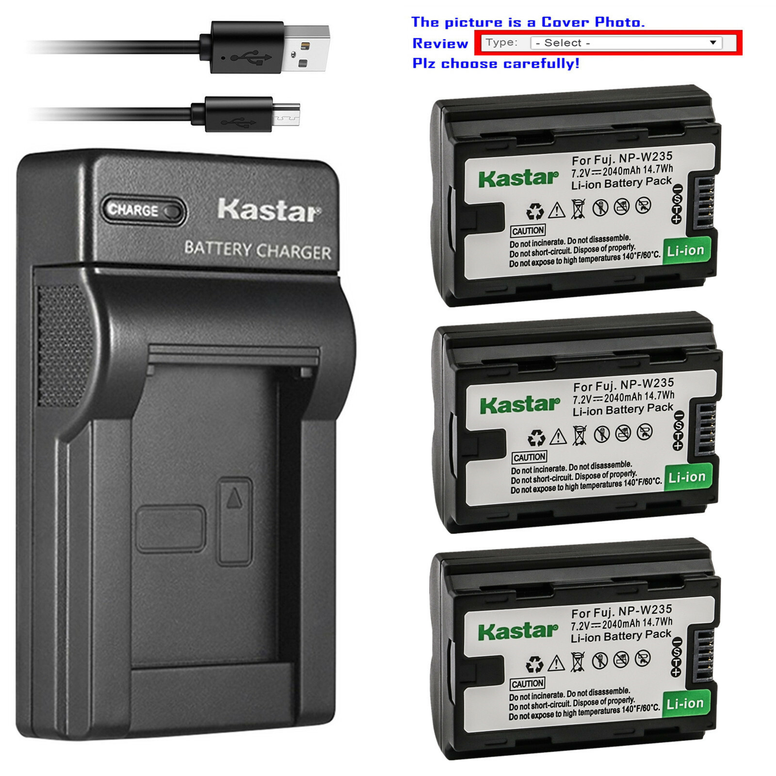 Kastar Battery Slim USB Charger for Fujifilm X-T4 XT4 Camera Fuji ...