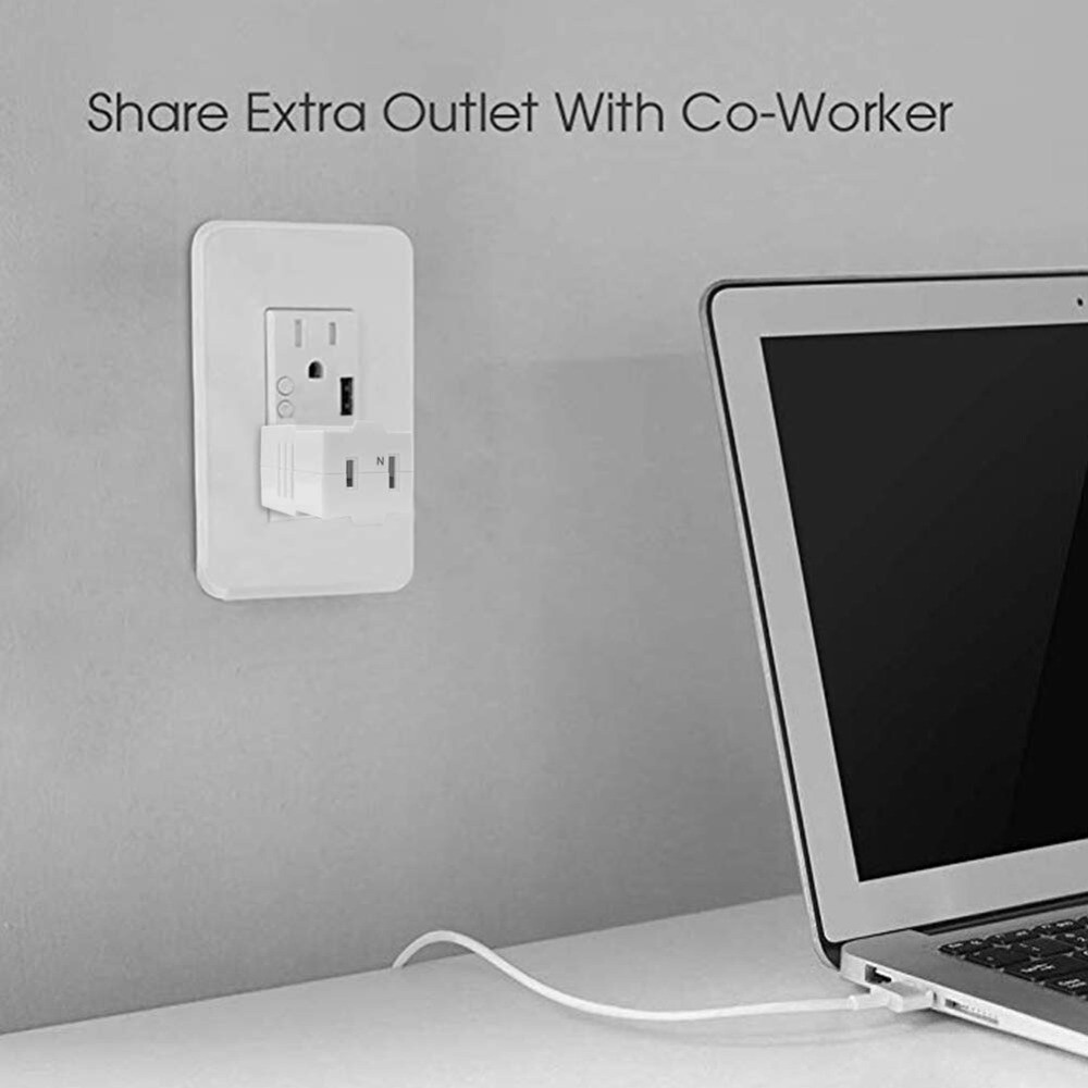 2pcs Plastic 3 Way Wall Outlet Extender 2-Prong Ungrounded Plug ...