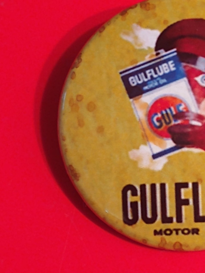 Vintage GULF Lube Motor Oil Gasoline Pin Button Gas Station Advertising ...