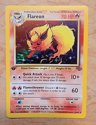 Pokémon TCG Flareon Jungle 3/64 Holo 1st Edition Holo Rare | eBay