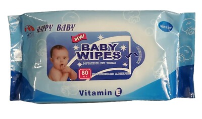 Happy Baby Baby Wipes!! 80 wipes - soft and thick wet towels. Alcohol ...