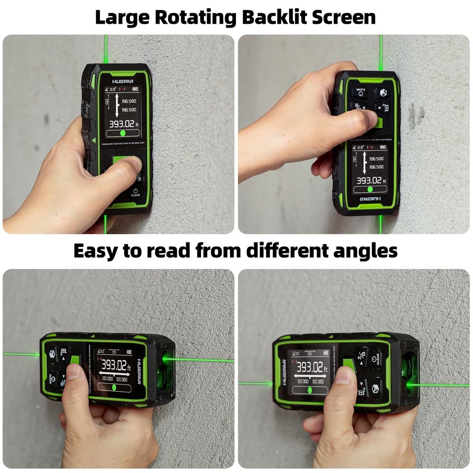 Dual Laser Measuring Tool, 656Ft Green-Beam Bilateral Digital Laser ...