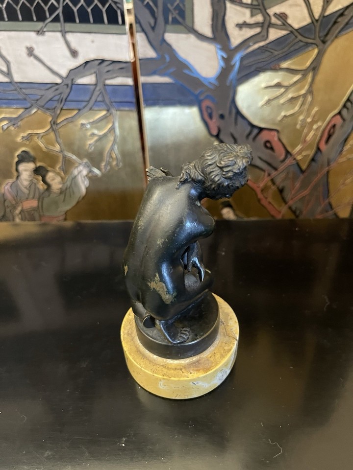 Crouching Aphrodite Bronze Statue Greek Mythology Elegant Marble Base ...