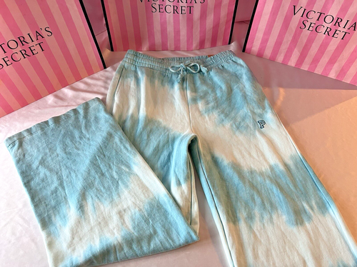 Victorias Secret PINK Boyfriend Pants Wide Leg Small Teal Tie-Dye | eBay