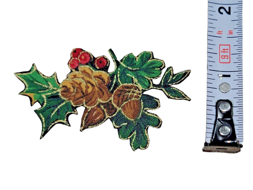 Small Iron On Acorn Holiday Poinsettia Tree Multi-Color Patch 2 1/2" x 1 1/2" | eBay