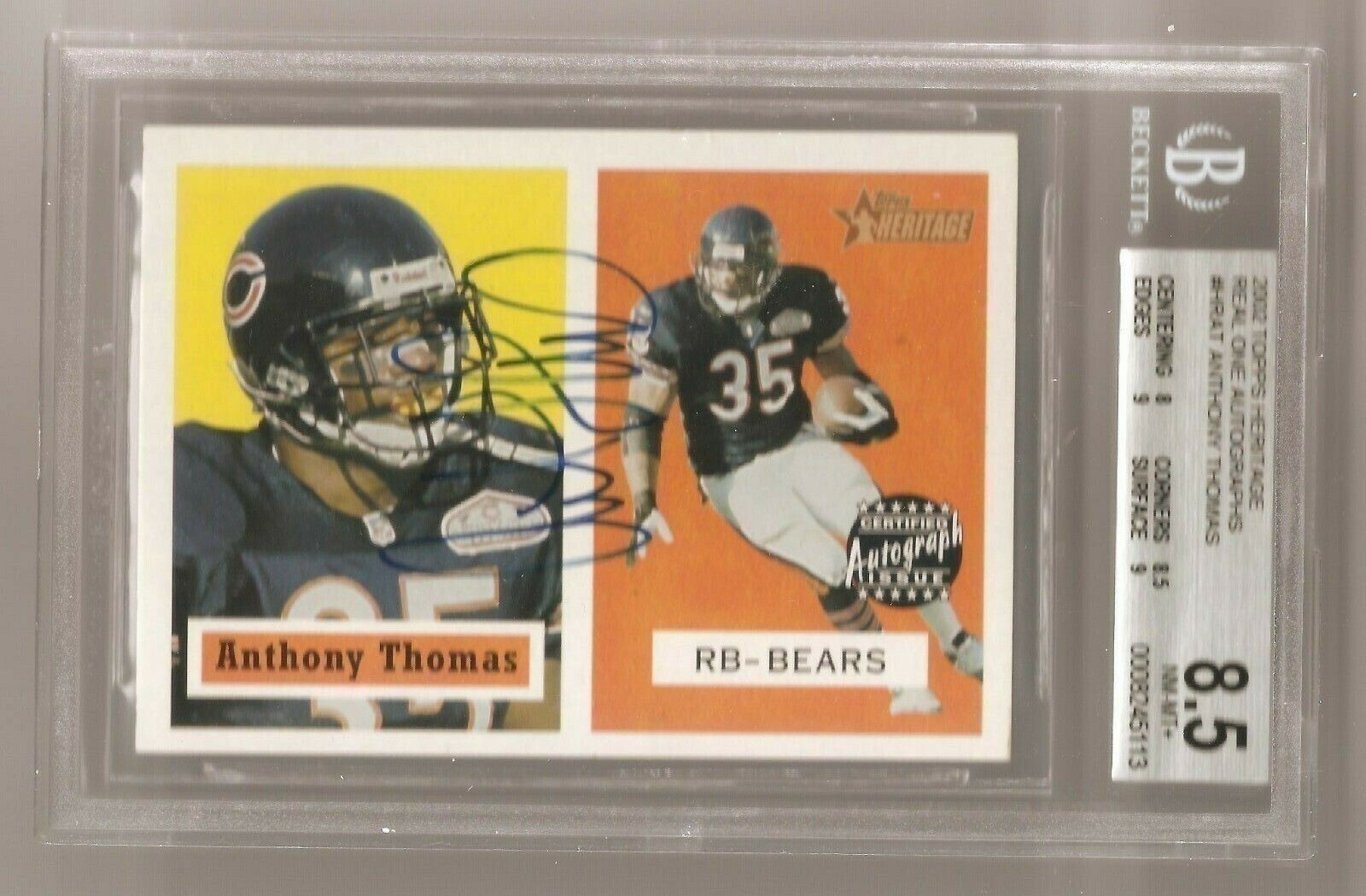 2002 Topps Heritage Real One Autographs Anthony Thomas Bears Auto BGS 8 ...