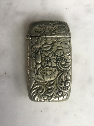 RARE Vtg Silver Match Case Stick Safe Holder Flowers Flower Design | eBay