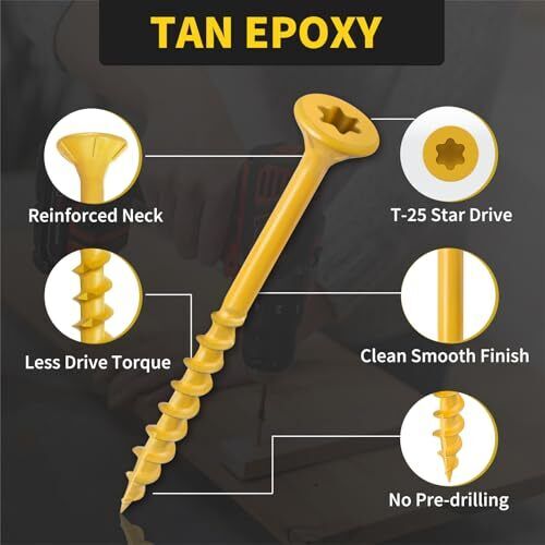 Wood Screws 2 Inch: FIXLINK Deck Screws #8 x 2, 100 PCS, Epoxy Coated ...