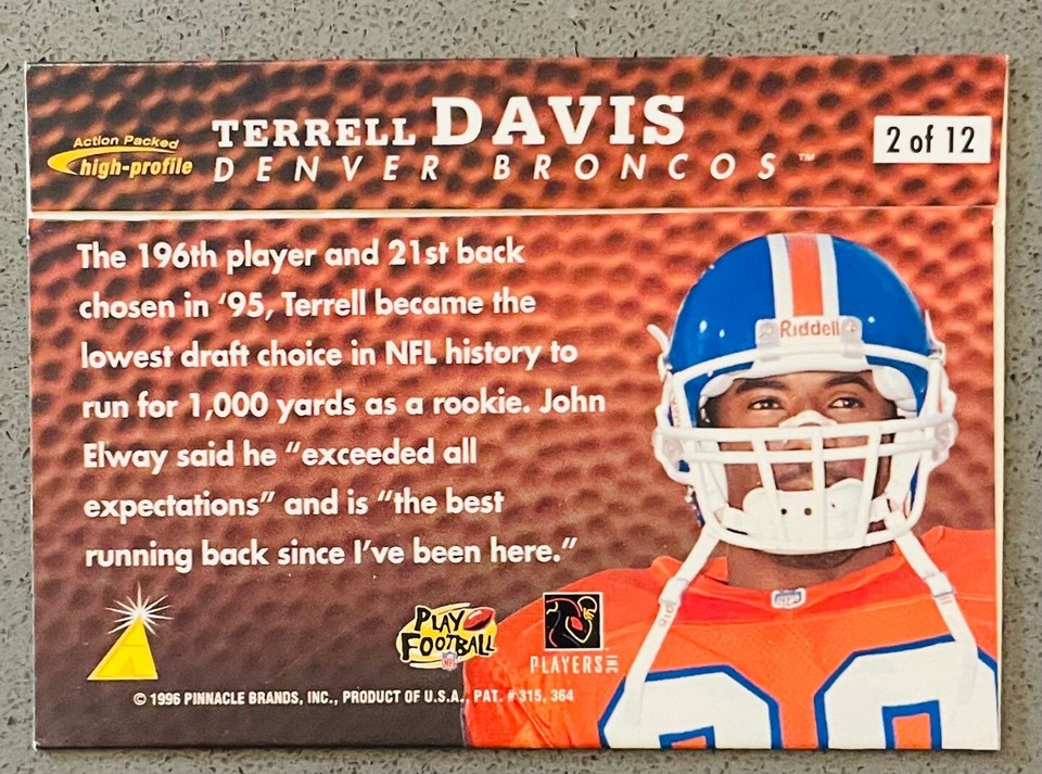 1996 Pinnacle Action Packed Football #2 Terrell Davis High-Profile ...