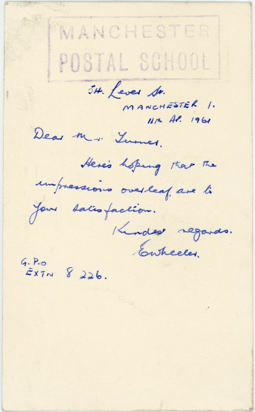 GB MANCHESTER POSTAL SCHOOL POSTMARK SPECIMENS SHEET 39 IMPRESSIONS ...