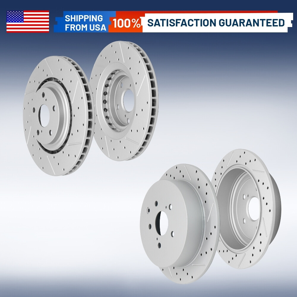 Front Rear Drilled Slotted Rotors Kit for Toyota Sienna Highlander ...