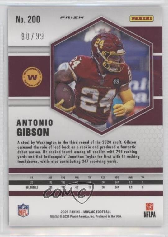 2021 Panini Mosaic Blue Mosaic Prizm /99 Antonio Gibson #200 | eBay