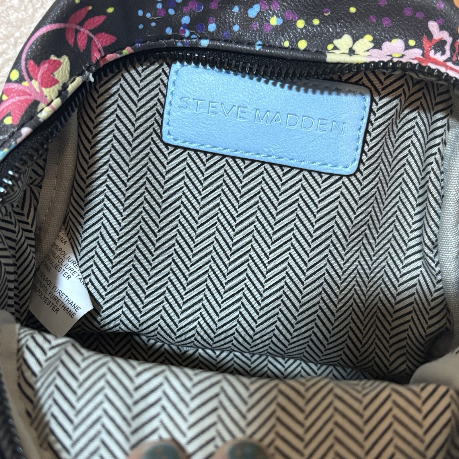 STEVE MADDEN Mini BACKPACK Crossbody Crossover Bag Floral Blue Faux ...