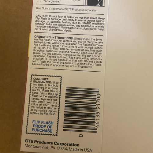 Sylvania Blue Dot Flip Flash Super 10 Flashes | NOS, For Flipflash ...