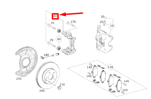 MERCEDES-BENZ CLA C117 Front Wheel Brake Caliper Carrier A0004215906 ...